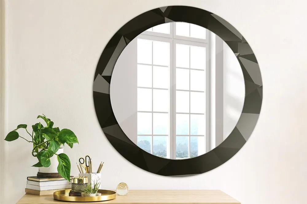Kulaté zrcadlo tištěný rám Abstraktní černá fi 70 cm