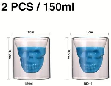 Panákové sklenice ve tvaru lebky Set: 2 ks 150 ml