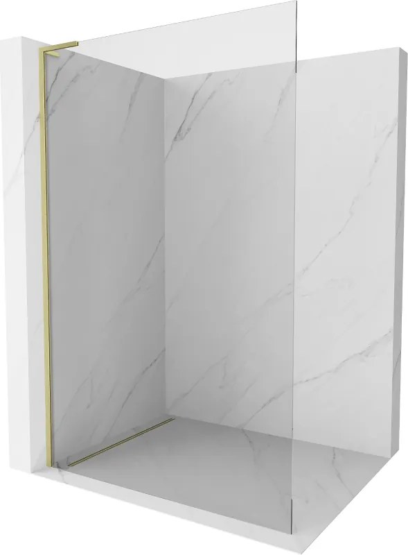 Mexen Kioto L, sprchová zástěna Walk-In 120 x 200 cm, 8mm čiré sklo, zlatý matný profil, 800-120-103-55-00