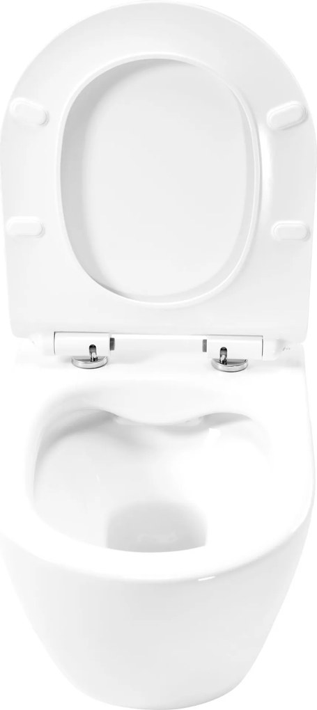 Rea Carter Rimless, závěsné WC mísa 490x370x325 mm + toaletní WC sedátko, bílá lesklá, REA-C1400