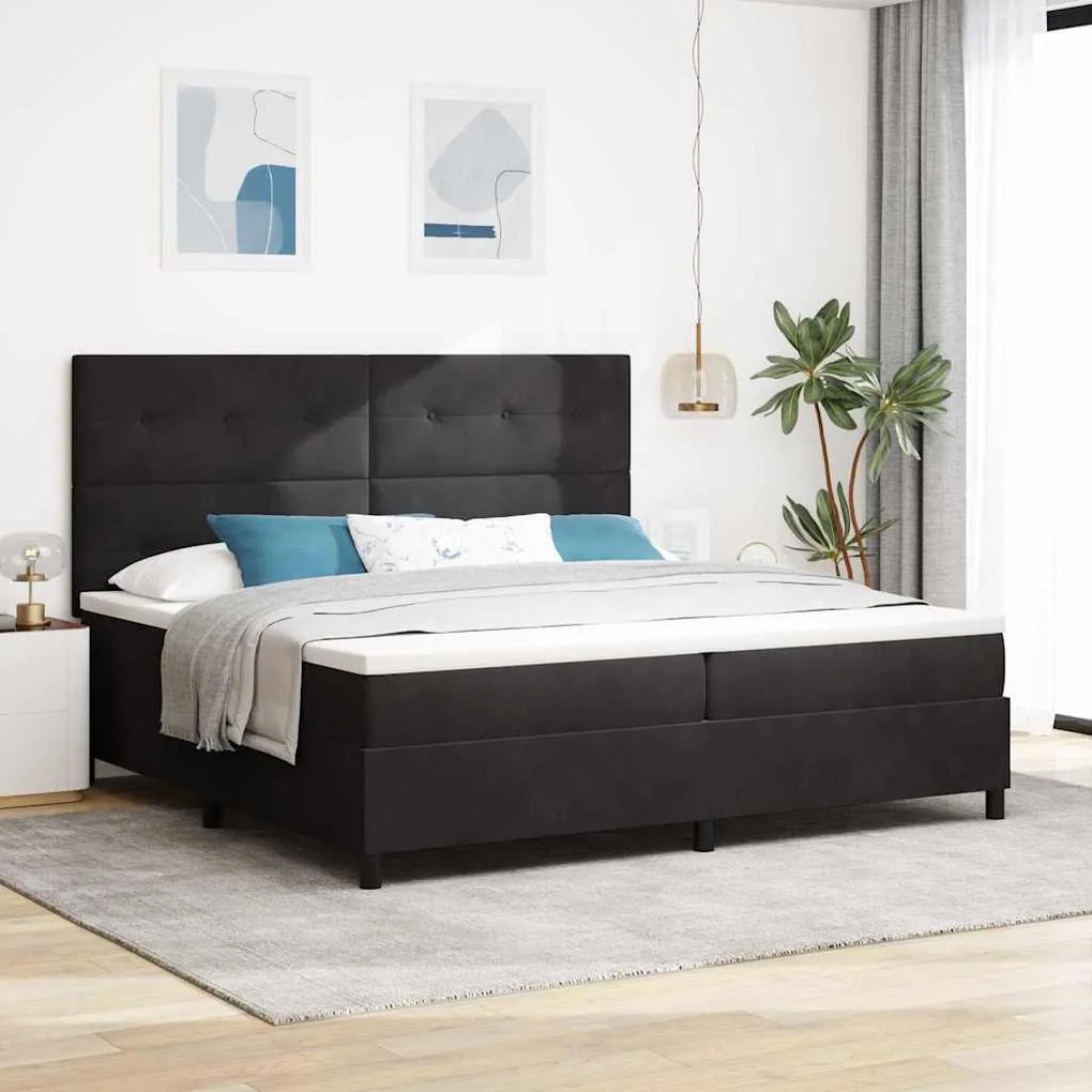Postel s boxspringem s čelo Černý 200 x 200 cm samet 3339856