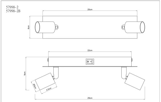 Globo 57998-2 - Bodové svítidlo DREW 2xGU10/35W/230V černá