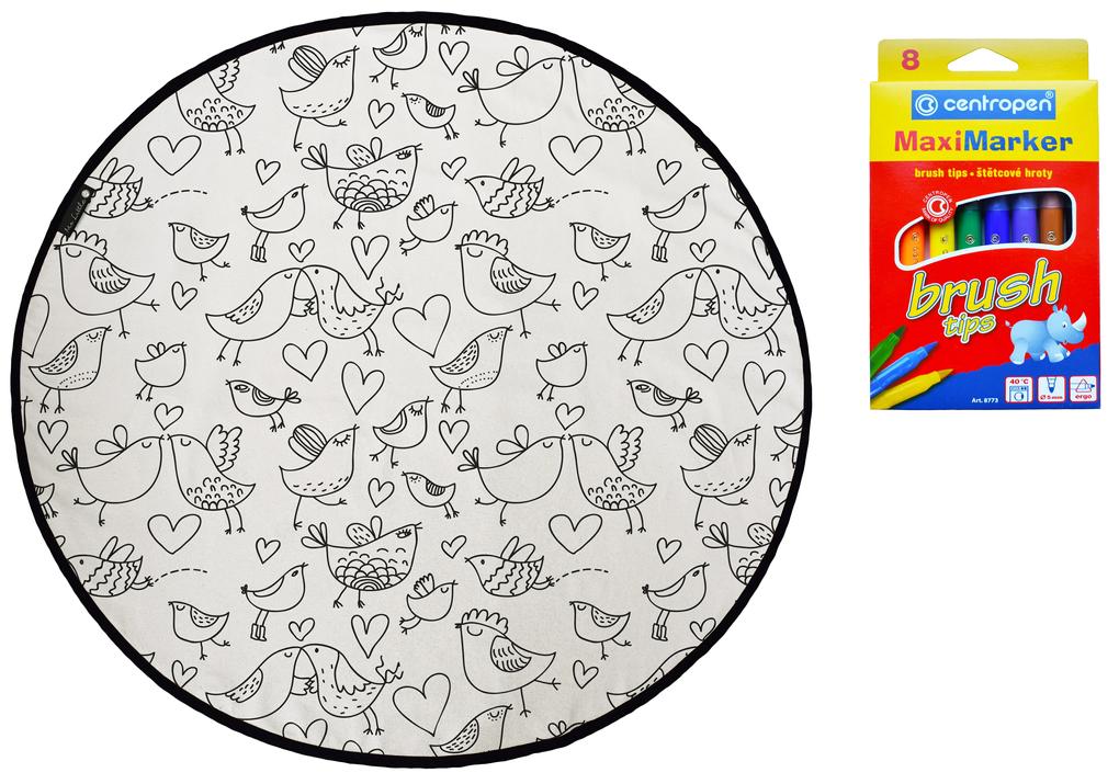 Butter Kings KOBEREC - OMALOVÁNKY - Kissing birds - 130x130 (průměr) kruh cm