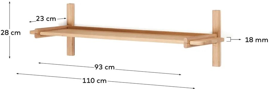 Modulární policový systém z dubového dřeva v přírodní barvě 110x28 cm Sitra – Kave Home