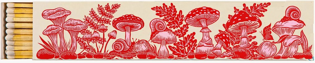 Designové zápalky Pink and Red Mushrooms