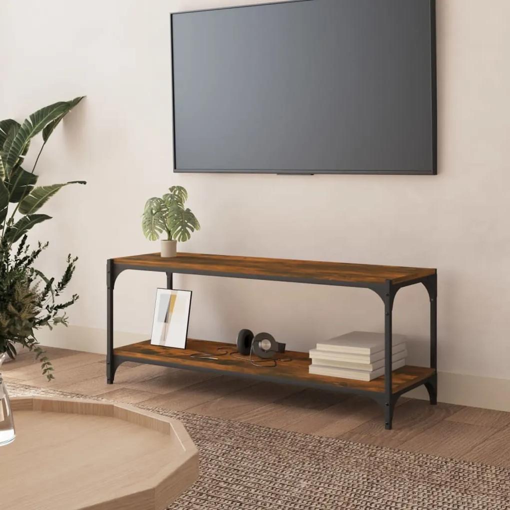 vidaXL TV skříňka 100 x 33 x 41 cm kompozitní dřevo a ocel [819347] Barva: hnědý dub