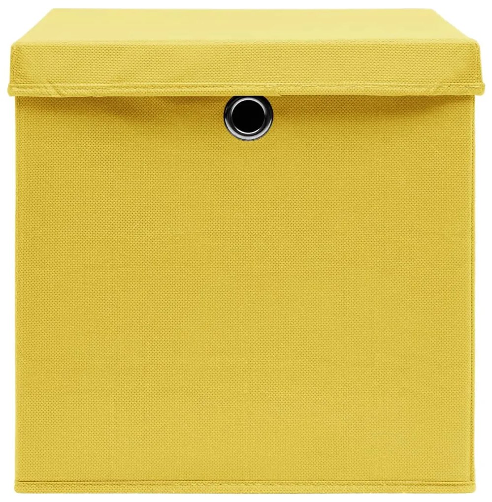 Úložné boxy s víky 4 ks žluté 32 x 32 x 32 cm textil - Default Title