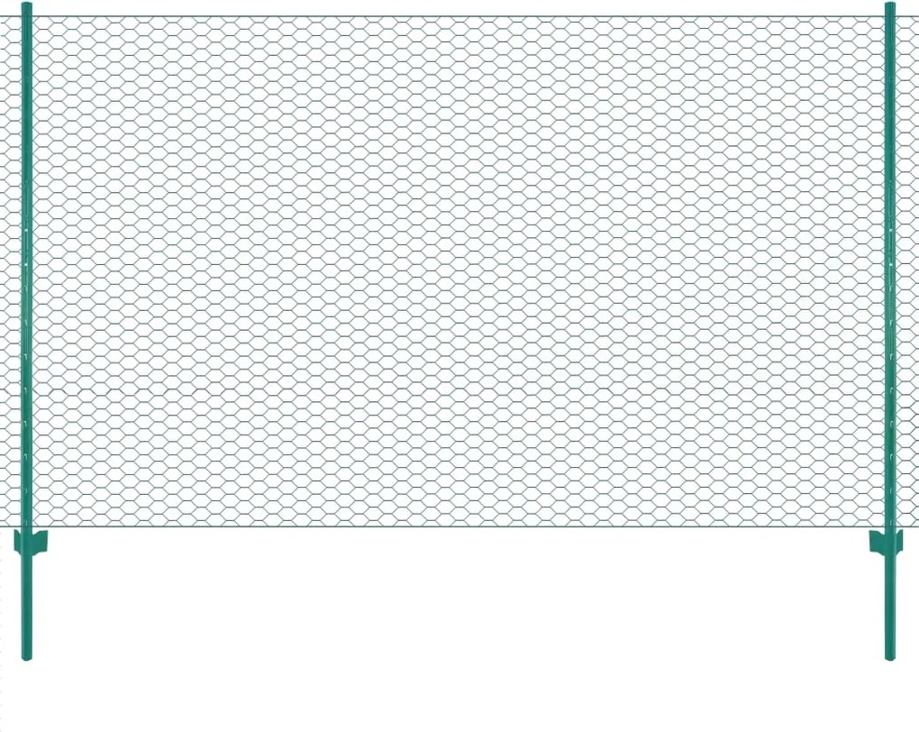 Drátěný plot se sloupky ocel 25 x 2 m zelený 144617