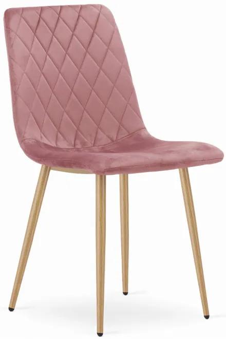 Set troch jedálenských stoličiek TURIN - rúžová (hnedé nohy) 3ks