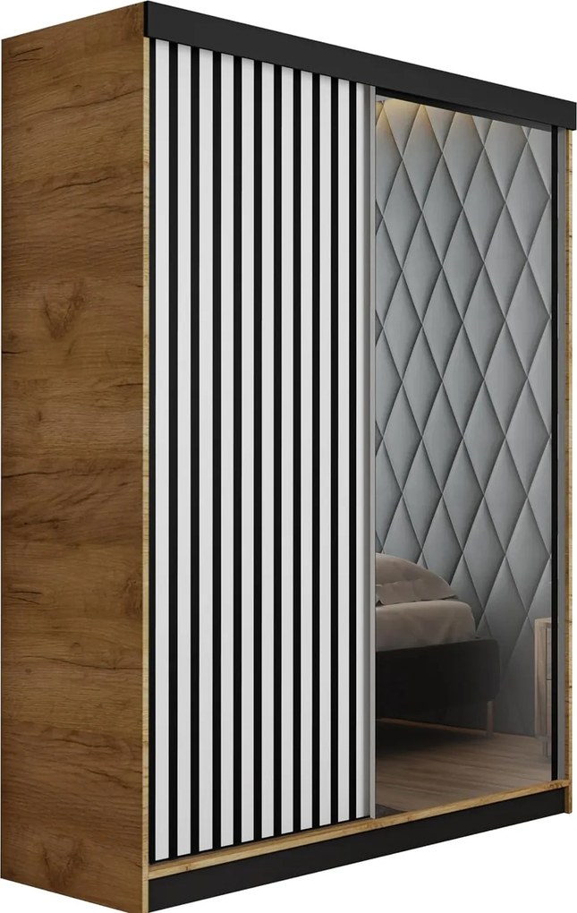 Posuvná skříň MALANI 138 - dub Craft zlatý + bílý 138x205x59 cm
