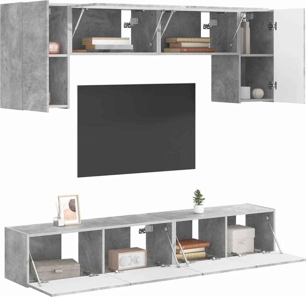 Sestava TV skříněk 4 ks Betonově šedá Kompozitní dřevo 3409081