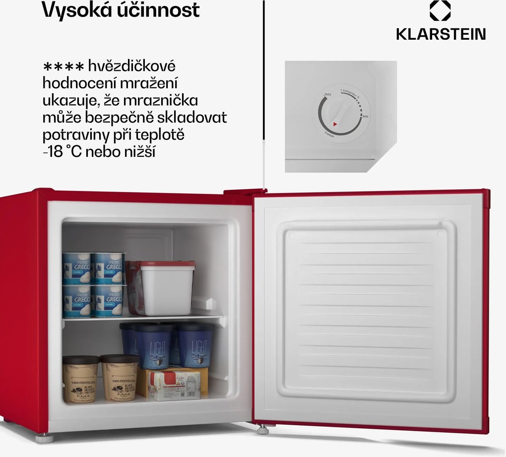 Klarstein Irene Retro lednice a mrazák, 31 litrů, lednice a mrazák v jednom, úsporná