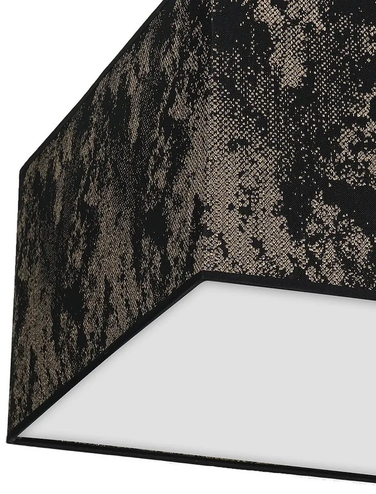 Stropní svítidlo Satino Square, 1x černé/zlaté textilní stínítko, (bílé plexisklo), (40 cm)