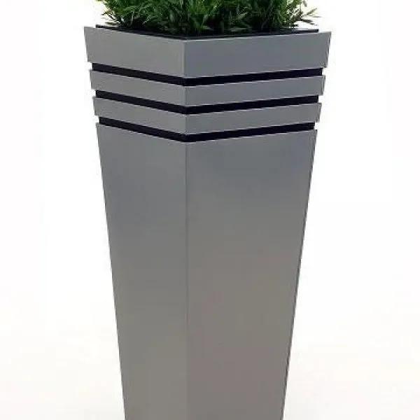 Květináč NEW CLASSIC 80, pozink, výška 80 cm, stříbrný, vč. zavlaž. systému