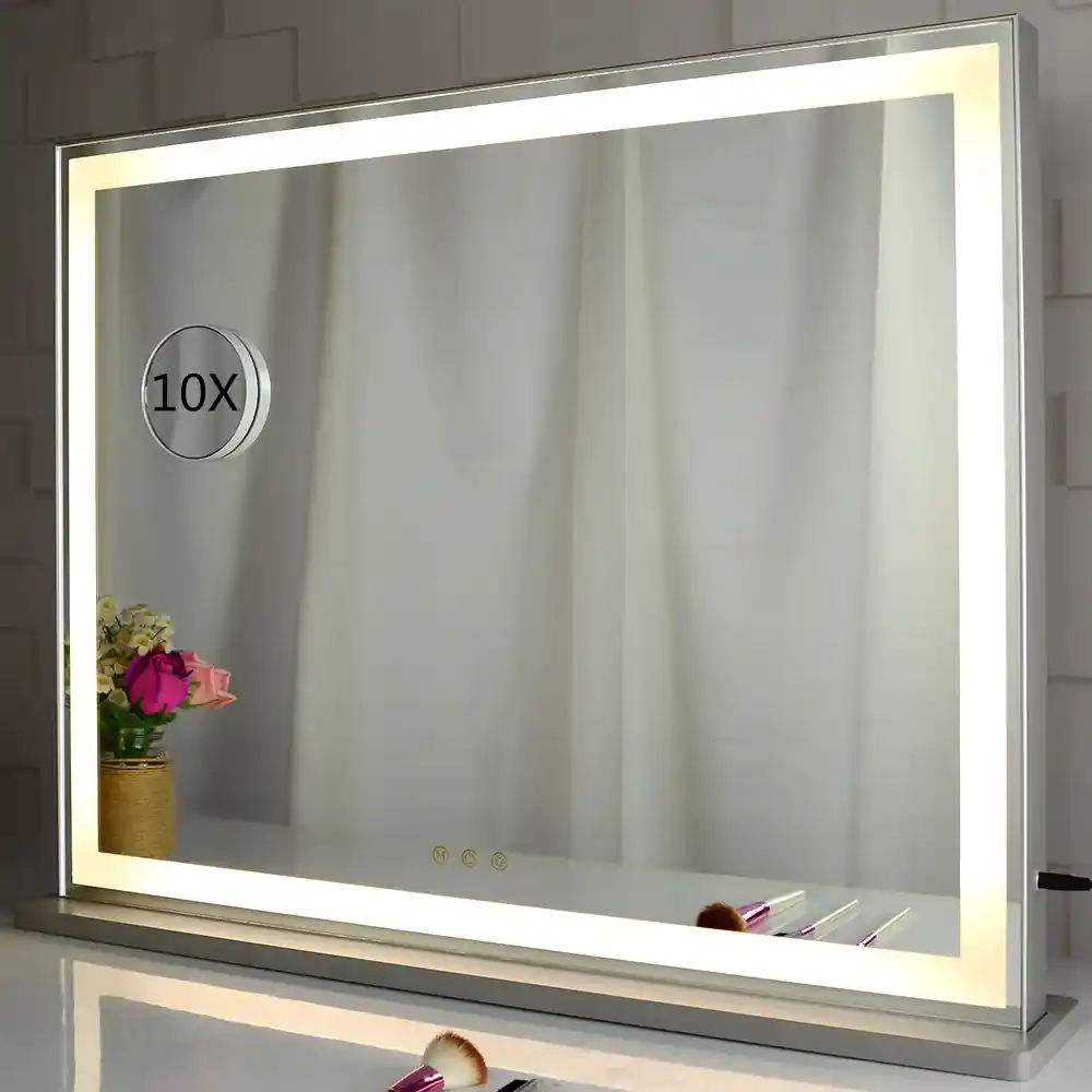 MMIRO, Stolní zrcadlo make-up 56 x 72 cm | stříbrná | Biano