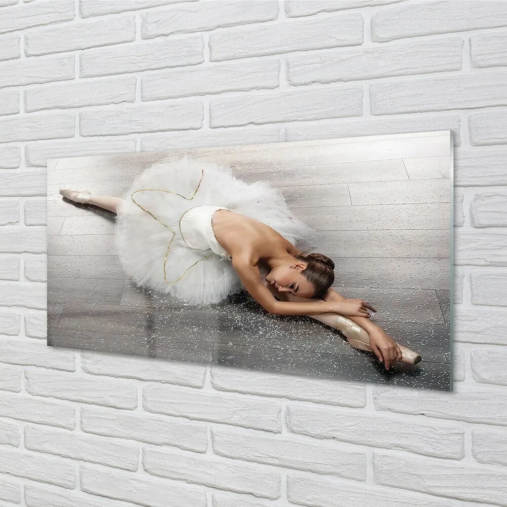 Obraz na skle Žena bílé balerína šaty 100x50 cm
