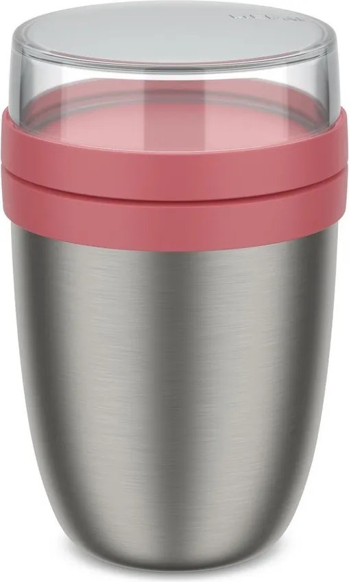 Světle červená/ve stříbrné barvě termoska na jídlo z nerezové oceli 500 ml Ellipse – Mepal