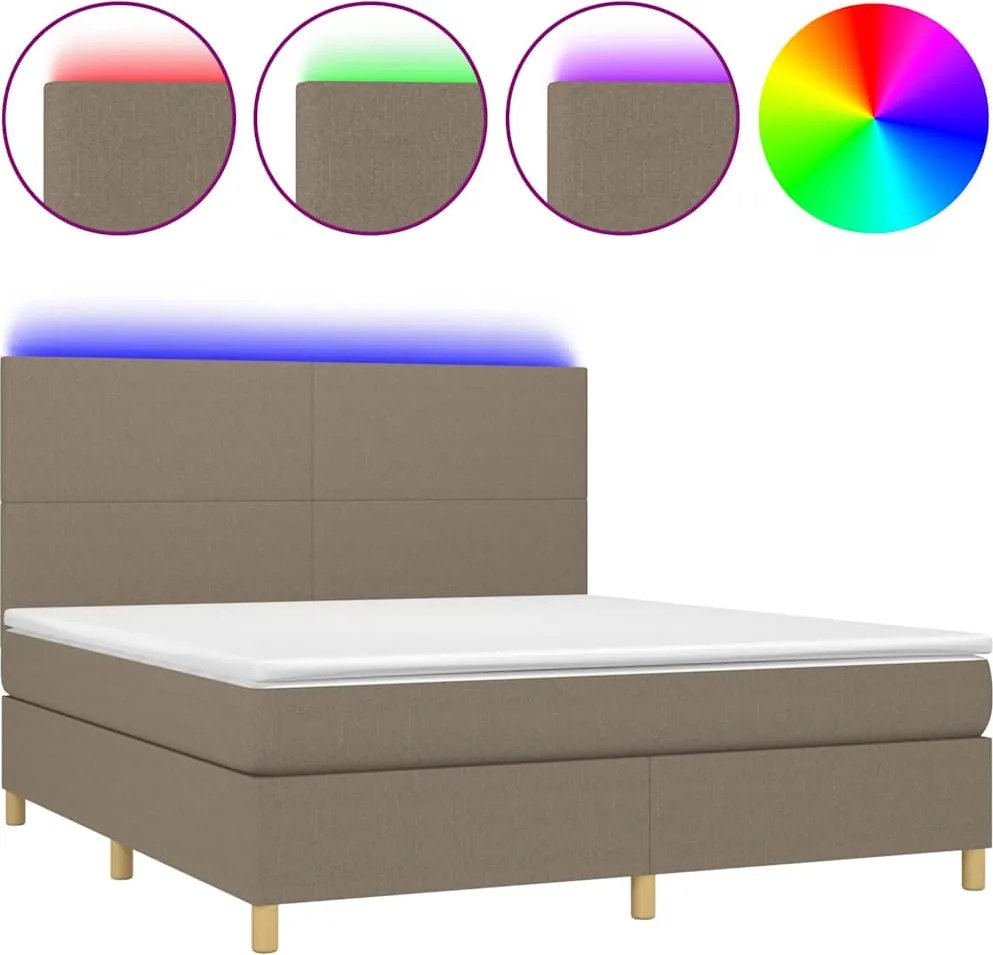 Box spring postel s matrací a LED taupe 180x200 cm textil 3135297