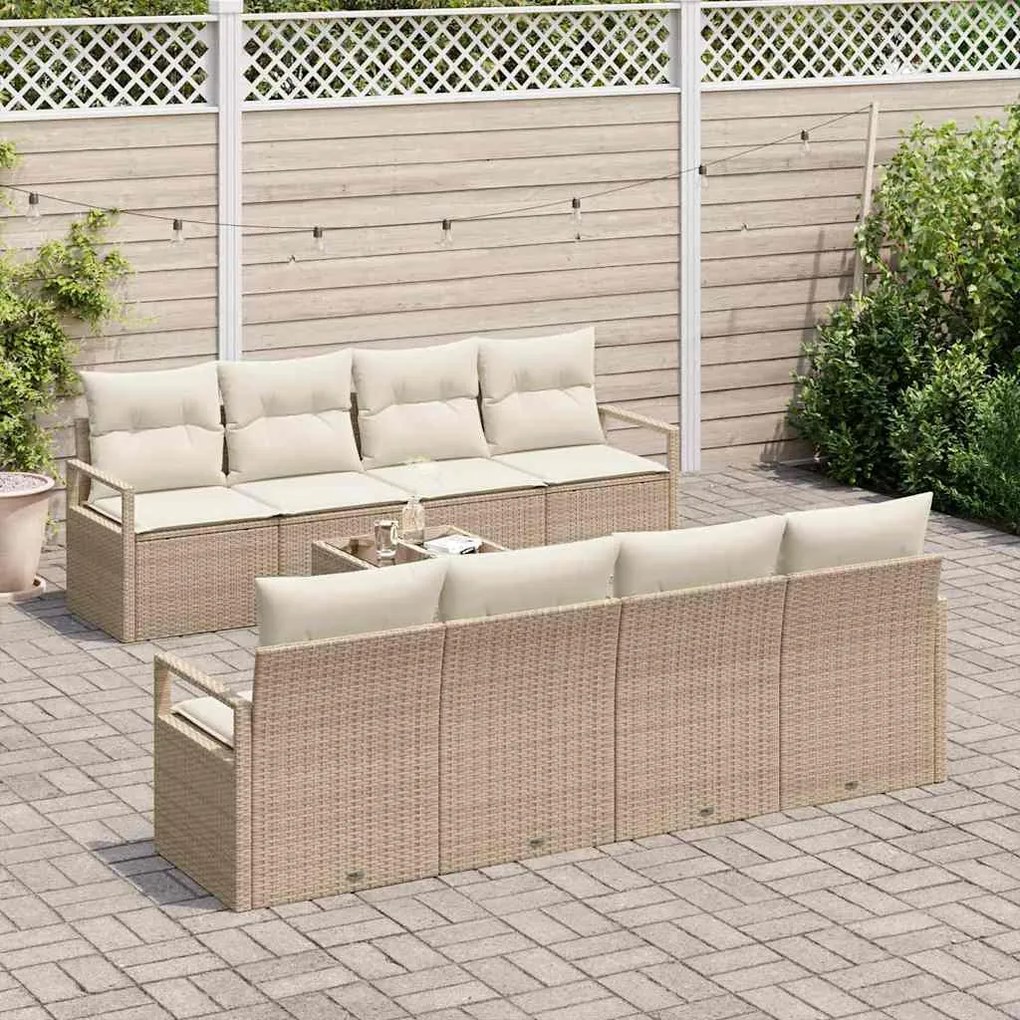 Set pohovek 7 ks 6-Počet míst Béžová a krémová polyratan 3346311