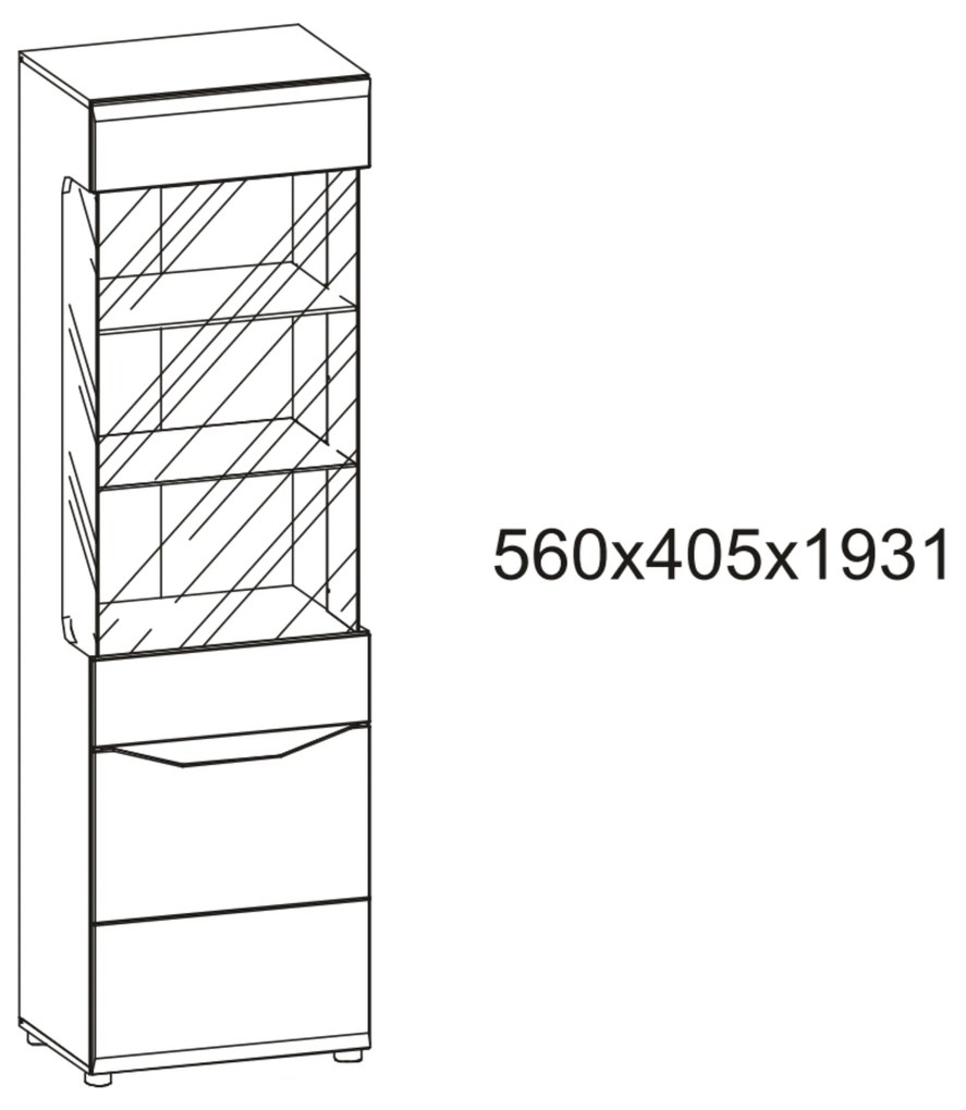 Sconto Vitrína LUCY LI 6 dub sonoma truffel/bílý lesk