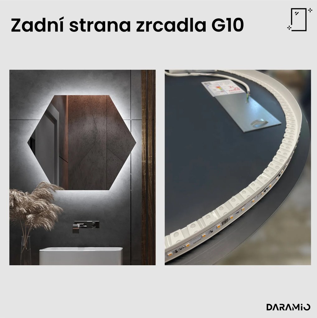 Šestiúhelníkové zrcadlo do koupelny s LED osvětlením G10
