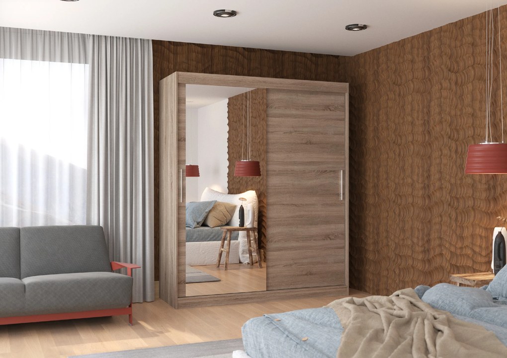 ADRK Furniture Posuvná skříň s zrcadlem TOM 180 ADRK-SW-TOM-T-180