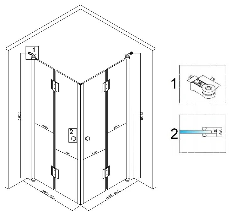 BPS-koupelny Čtvercový sprchový kout HYD-SK05B 90x90 černá/transparent - bez vaničky