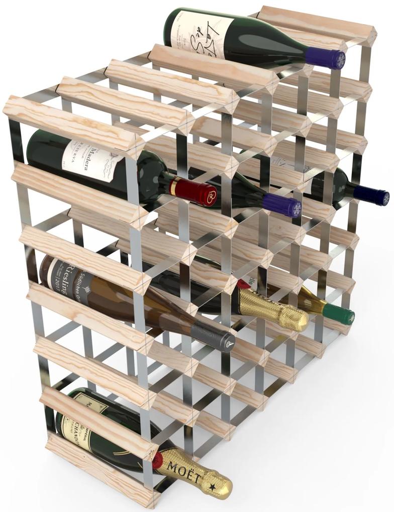Pendeford Metal Spinnings Ltd Stojan na víno RTA na 42 lahví, přírodní borovice - pozinkovaná ocel / rozložený