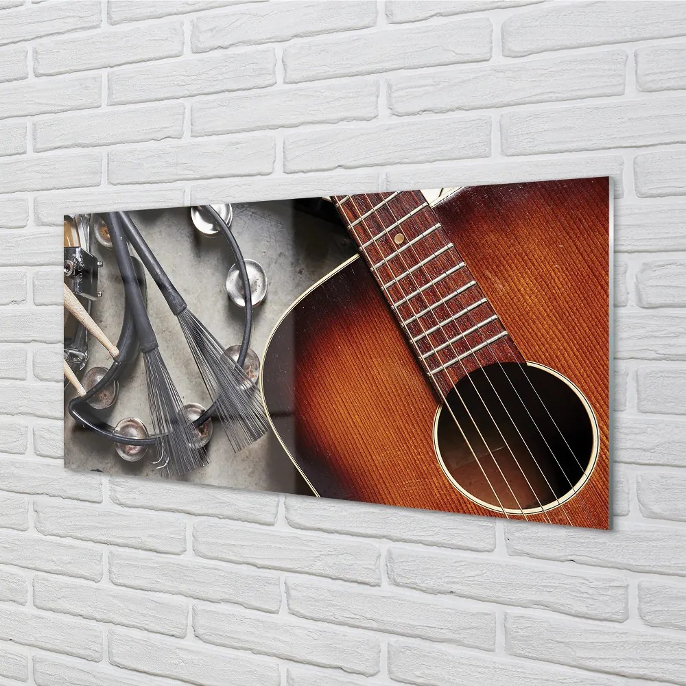akrylový obraz Kytara Mikrofon tyčinky 100x50 cm