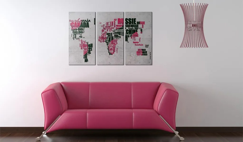 Obraz - Map of the World (French language) - triptych