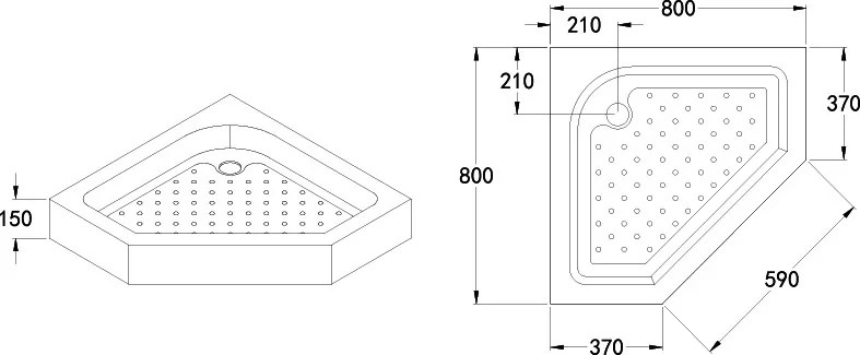 BPS-koupelny Pětiúhelníkový sprchový kout HYD-PK07A 80x80 černá/transparent + vanička HYD-PSV-SXL07A bílá