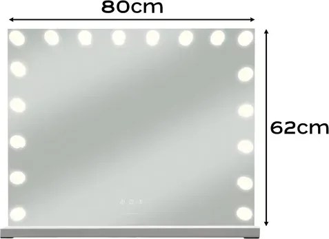 Kosmetické zrcadlo s LED osvětlením 80 × 62 cm