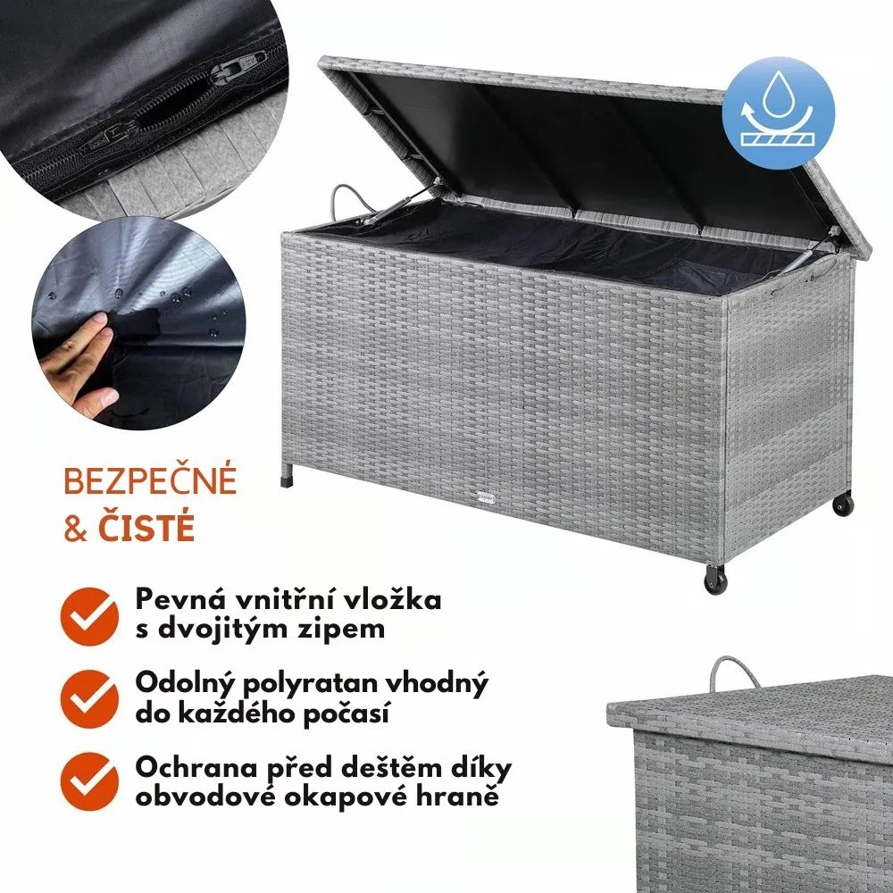 Polyratanový úložný box RICCO, 117x53x60cm, šedá Casaria