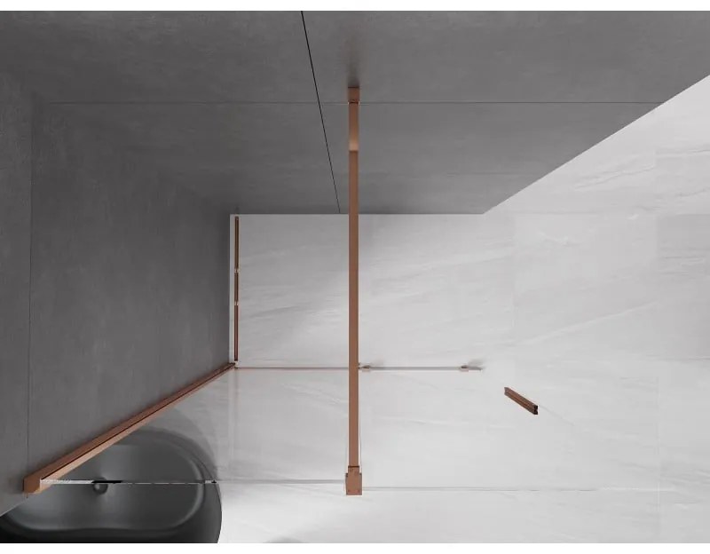 Mexen Velar, posuvné dveře do otvoru typ Walk-In 140 cm, 8mm čiré sklo, růžové zlato, 871-140-000-03-60