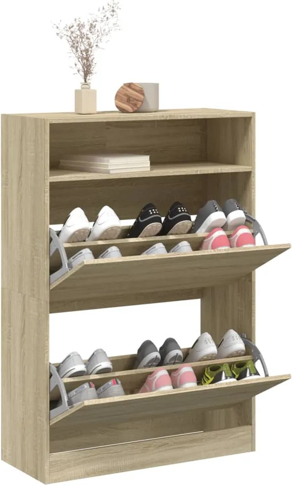 Botník se 2 výklopnými zásuvkami dub sonoma 80 x 34 x 116 cm 3214408