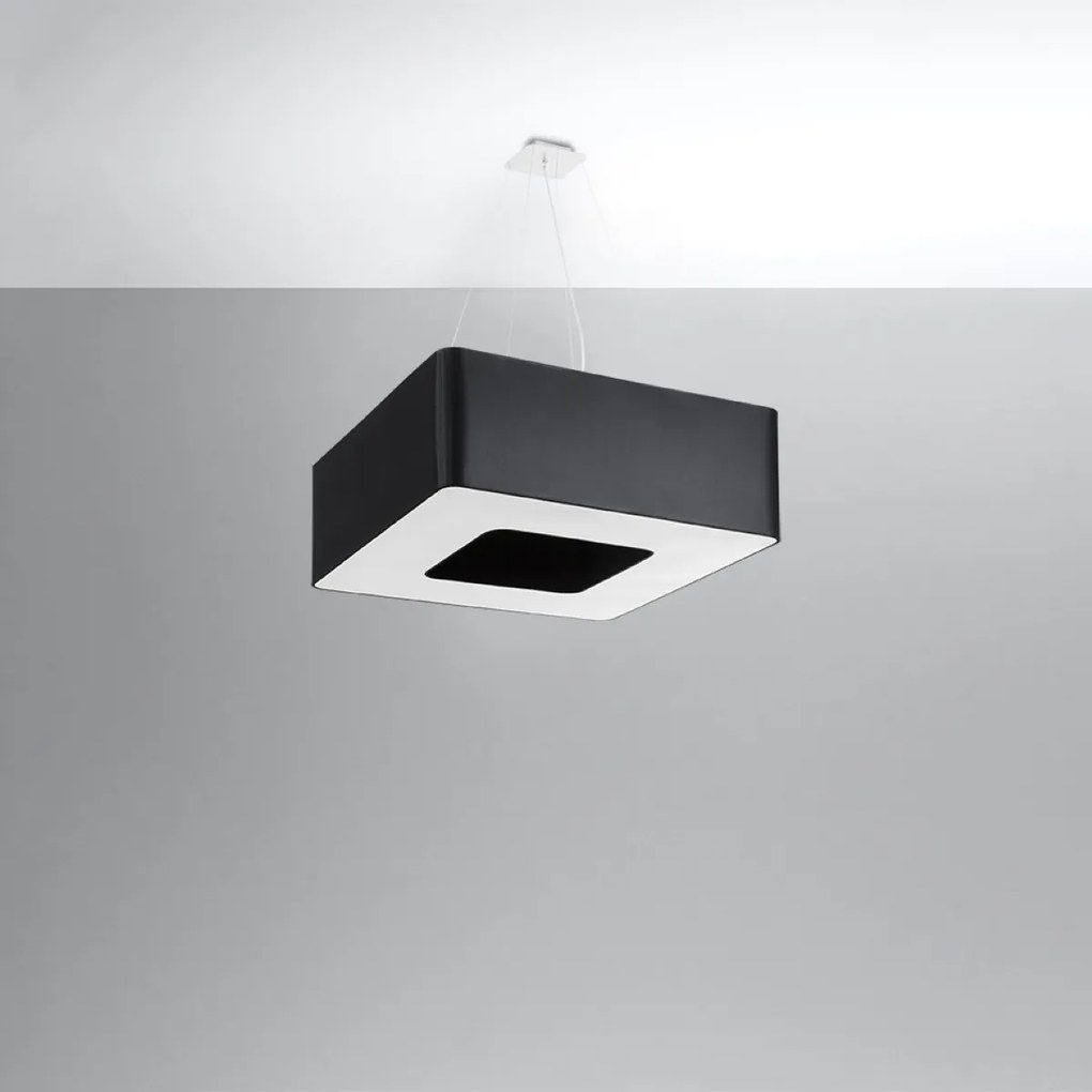 Závěsné svítidlo Urano, 1x černé textilní stínítko, (bílý plast), (60 cm)