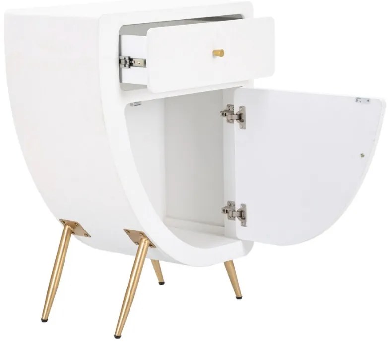 Designový noční stolek Raghnall 60 cm bílý