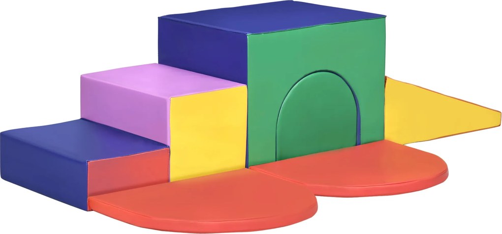HOMCOM Dětský Hrací Set 12-36 Měsíců se 7 Bloky Různých Tvarů, Měkká PU a EPE Konstrukce, 170x130x40 cm, Vícebarevný | Aosom