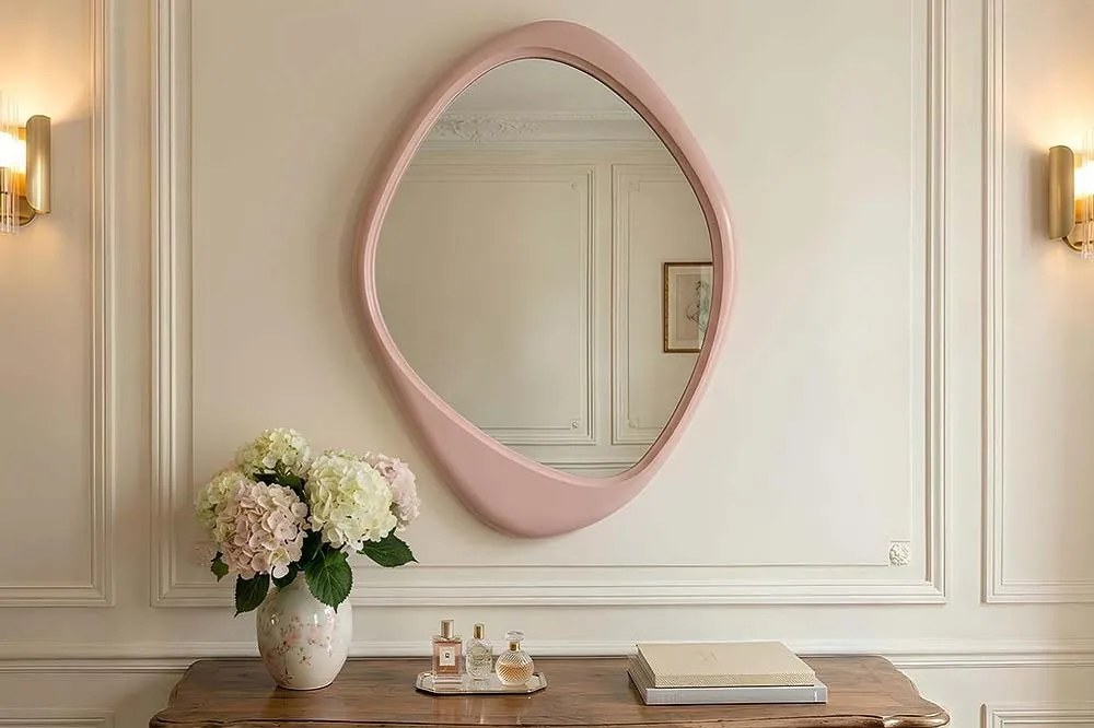 Designové nástěnné zrcadlo Abishek 94 cm růžové