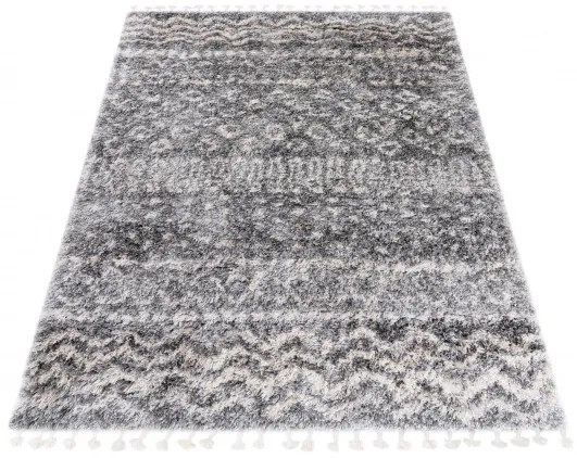 Kusový koberec Shaggy AZTEC FA60A Šedý Rozměr: 200x300 cm