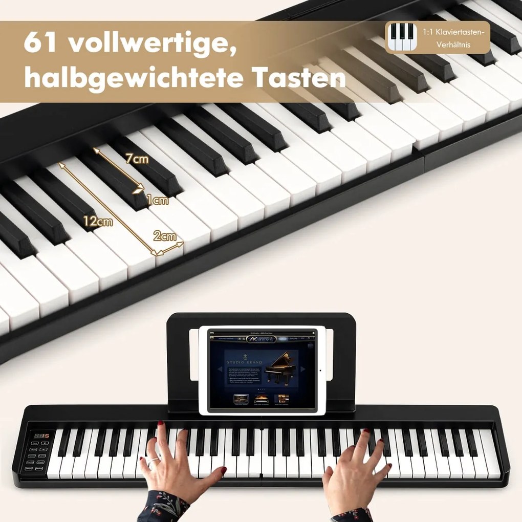 Costway Digitální piano s 61 klávesami a Bluetooth a hudebním stojanem a pedálem