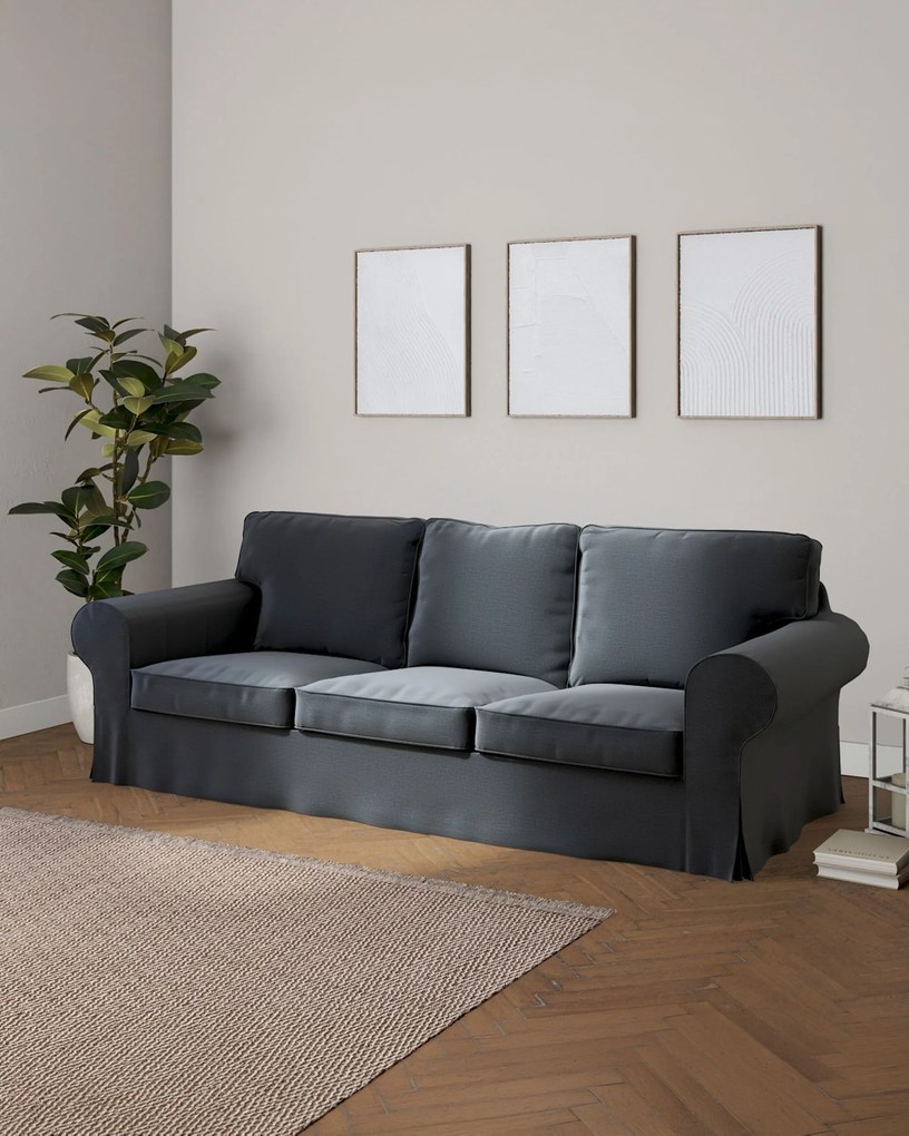 Potah na pohovku IKEA Ektorp 3-místná, rozkládací STARÝ MODEL PIXBO barva šedá látka sametová