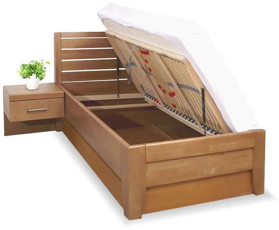 Zvýšená postel Concepta 1, s úložným prostorem, masiv buk, 90x200