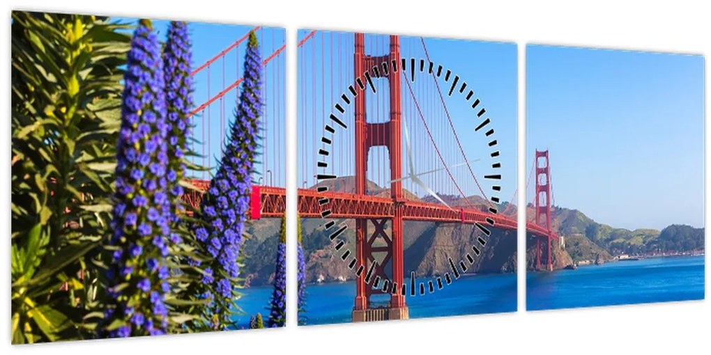 Obraz - Golden Gate Bridge, San Francisco (s hodinami) (90x30 cm)