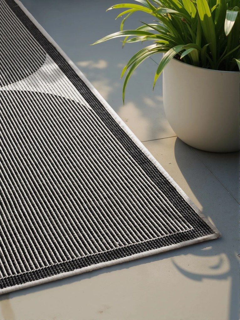 NORTHRUGS, Kusový koberec Duet Bowen 106244 Black/White - na ven i na doma, 120x170, černobílá, chodba / předsíň
