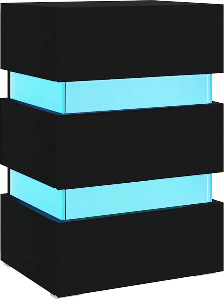 Noční stolek s LED černý 45 x 35 x 67 cm kompozitní dřevo 326841