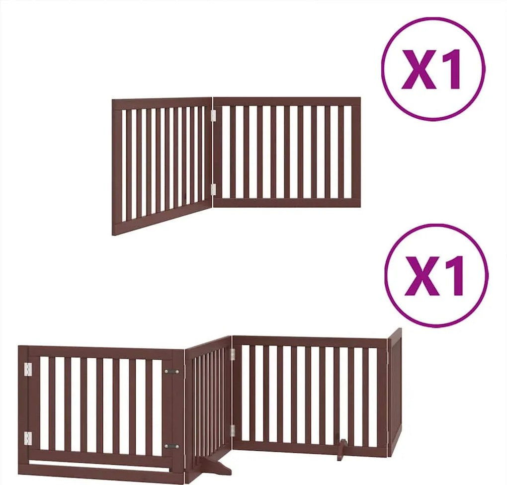 Zábrana pro psy s dvířky skládací 6 panelů hnědá 480 cm topol 3155689