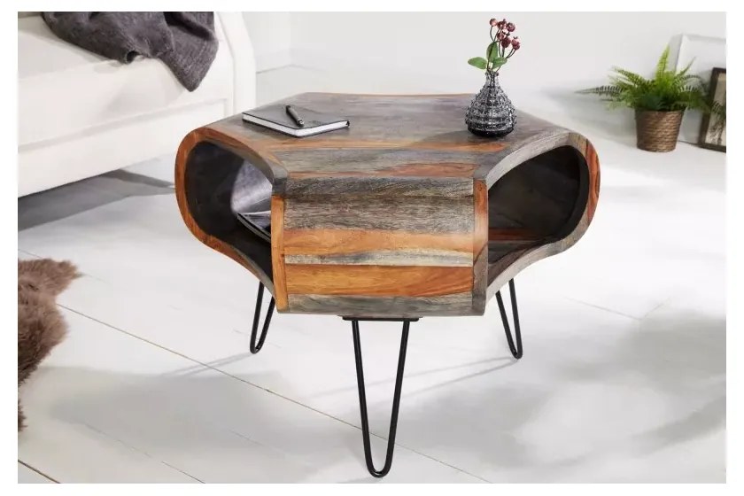 Massive home | Konferenční stolek ORGANIC SMOKE 70 CM masiv sheesham