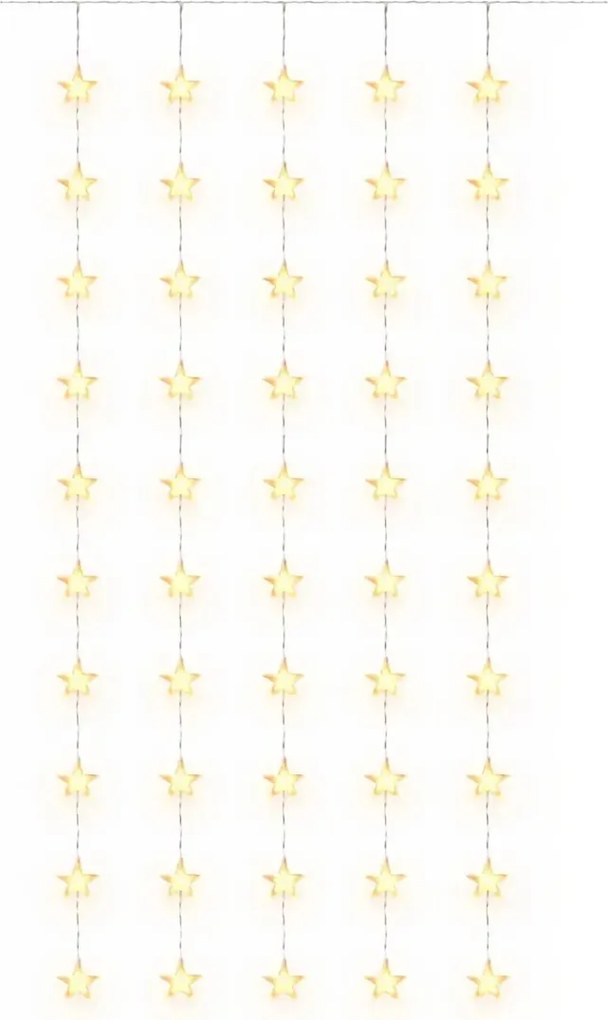 LED vánoční svíticí hvězdy do okna, 100 × 200 cm, teple bílá, 50 diod, čirý kabel, IP20 do interiéru, prodlužovací