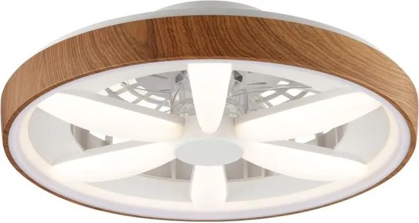 Brilliant G80935/76 Stmívatelné LED svítidlo GAIANO dekor DŘEVO, reverzní VENTILÁTOR LED RGB